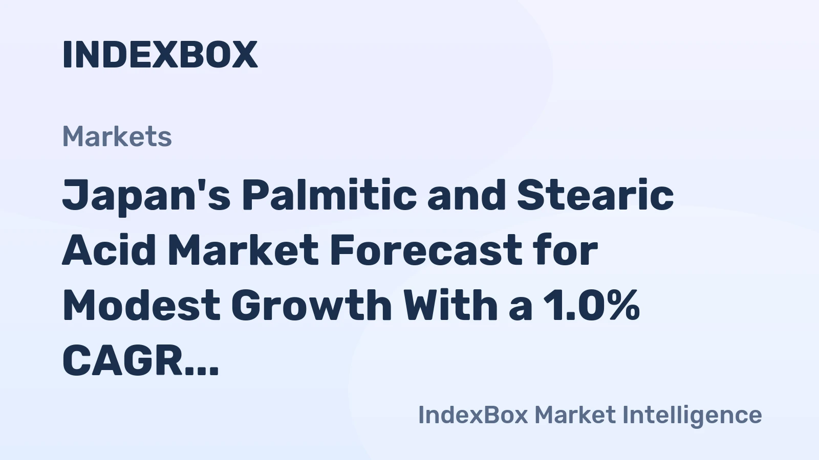 Japan's Palmitic and Stearic Acid Market Forecast for Modest Growth With a 1.0% CAGR Through 2035