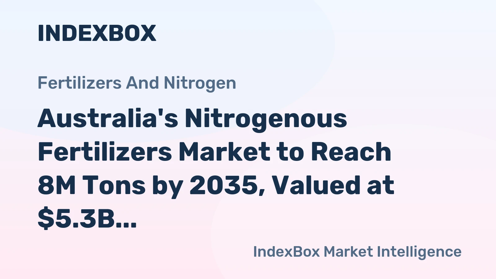 Australia's Nitrogenous Fertilizers Market to Reach 8M Tons by 2035, Valued at $5.3B