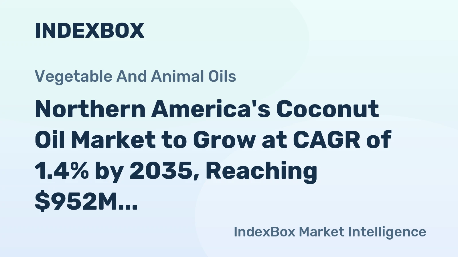 Northern America's Coconut Oil Market to Grow at CAGR of 1.4% by 2035, Reaching $952M in Value
