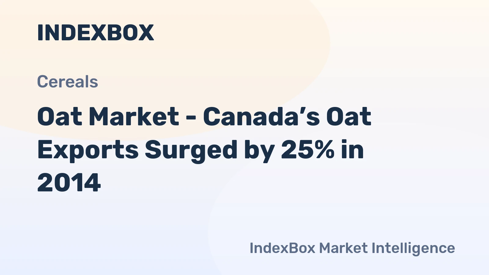 Oat Market - Canada’s Oat Exports Surged by 25% in 2014