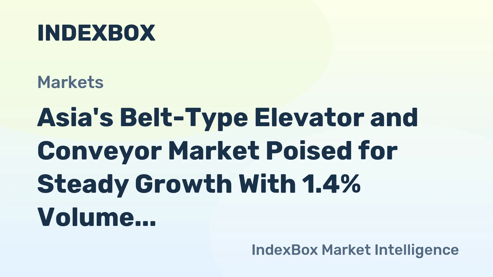 Asia's Belt-Type Elevator and Conveyor Market Poised for Steady Growth With 1.4% Volume CAGR Through 2035