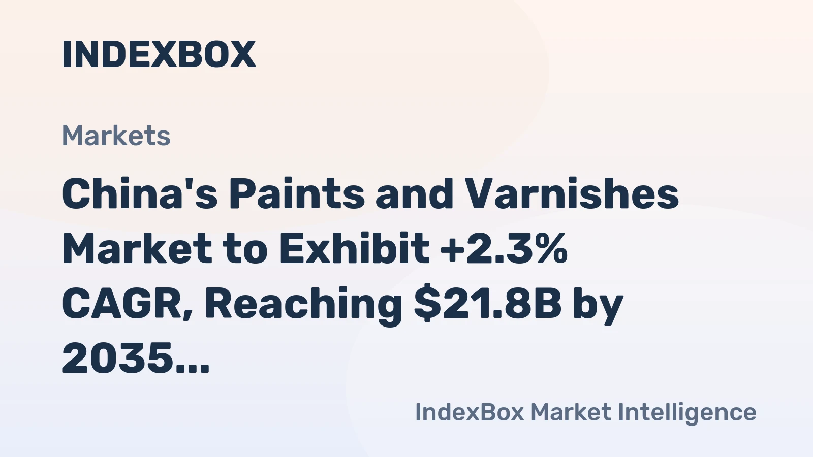China's Paints and Varnishes Market to Exhibit +2.3% CAGR, Reaching $21.8B by 2035