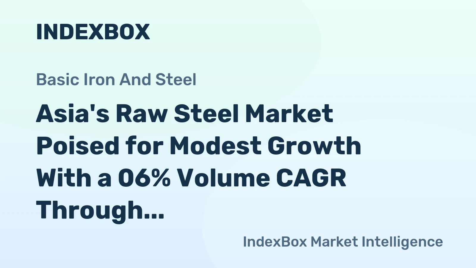 Asia's Raw Steel Market Poised for Modest Growth With a 06% Volume CAGR Through 2035