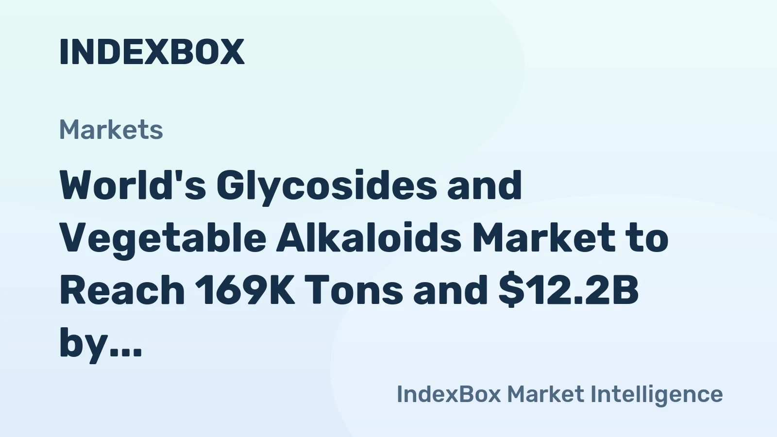 World's Glycosides and Vegetable Alkaloids Market to Reach 169K Tons and $12.2B by 2035