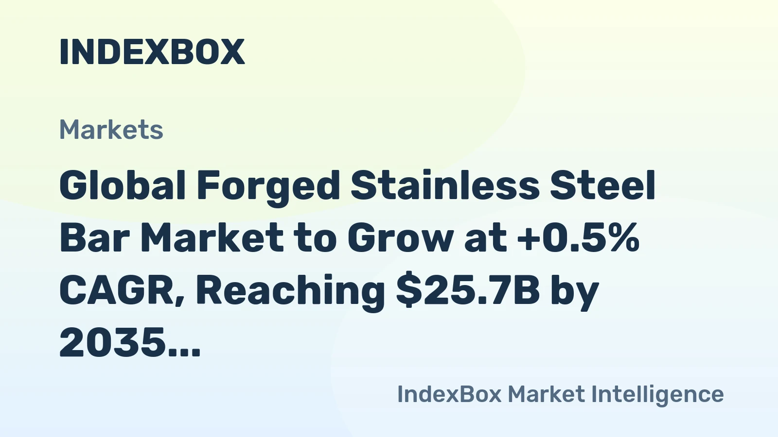 Global Forged Stainless Steel Bar Market to Grow at +0.5% CAGR, Reaching $25.7B by 2035