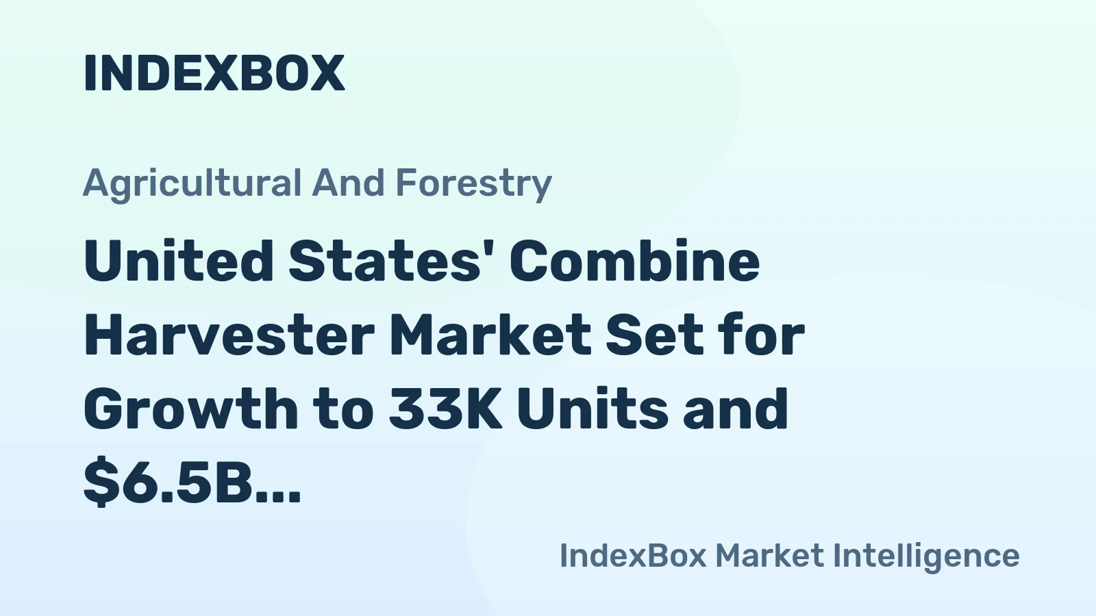 United States' Combine Harvester Market Set for Growth to 33K Units and $6.5B