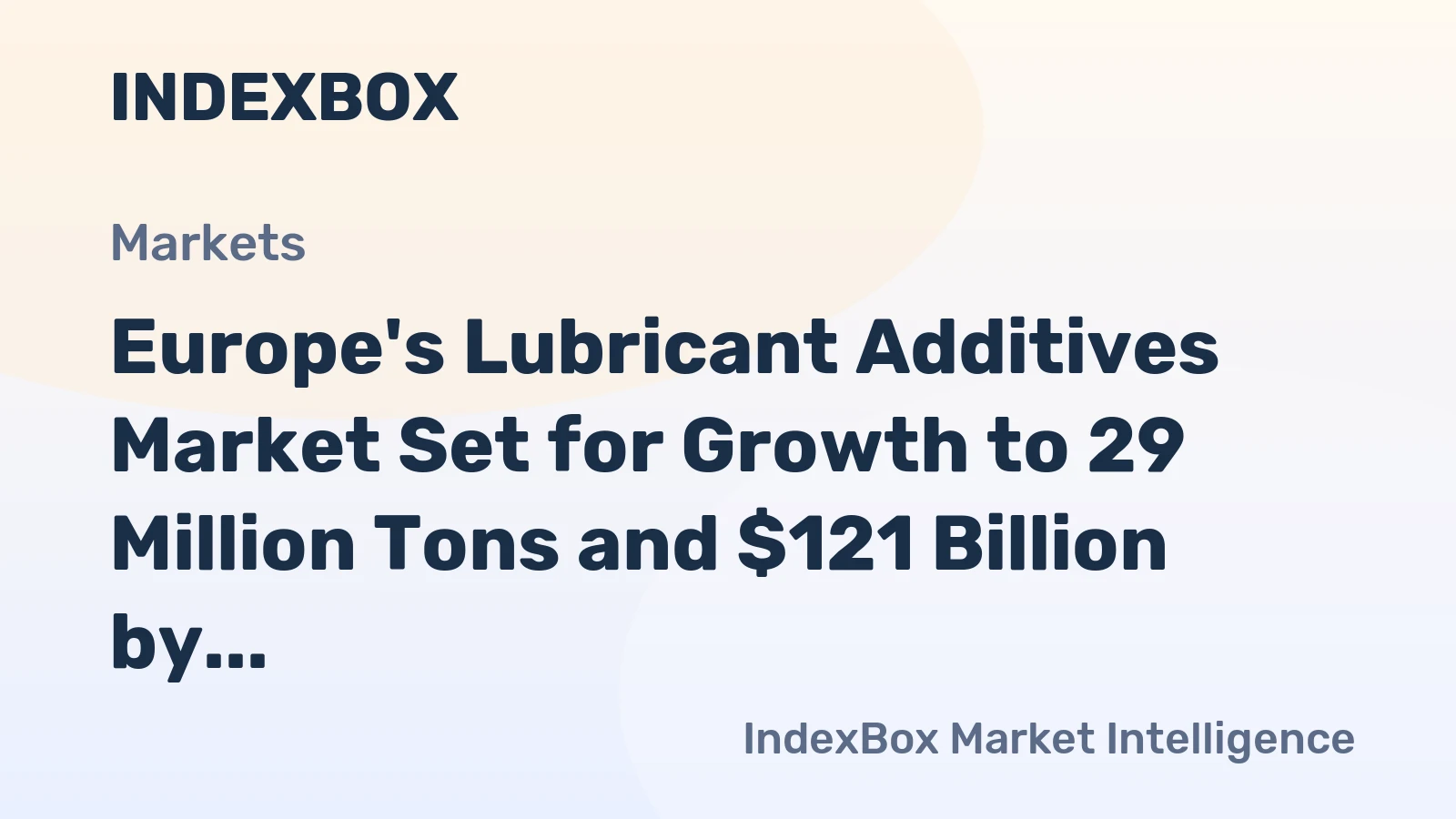 Europe's Lubricant Additives Market Set for Growth to 29 Million Tons and $121 Billion by 2035