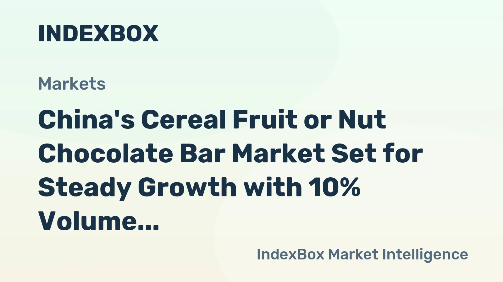 China's Cereal Fruit or Nut Chocolate Bar Market Set for Steady Growth with 10% Volume CAGR Through 2035