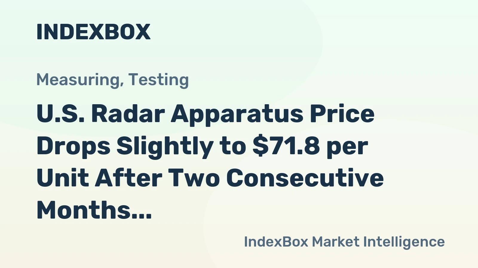 U.S. Radar Apparatus Price Drops Slightly to $71.8 per Unit After Two Consecutive Months of Decline