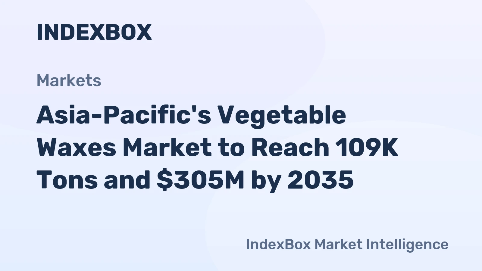 Asia-Pacific's Vegetable Waxes Market to Reach 109K Tons and $305M by 2035