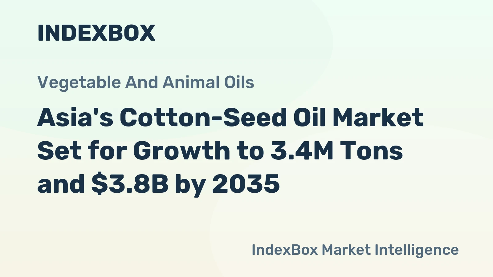 Asia's Cotton-Seed Oil Market Set for Growth to 3.4M Tons and $3.8B by 2035