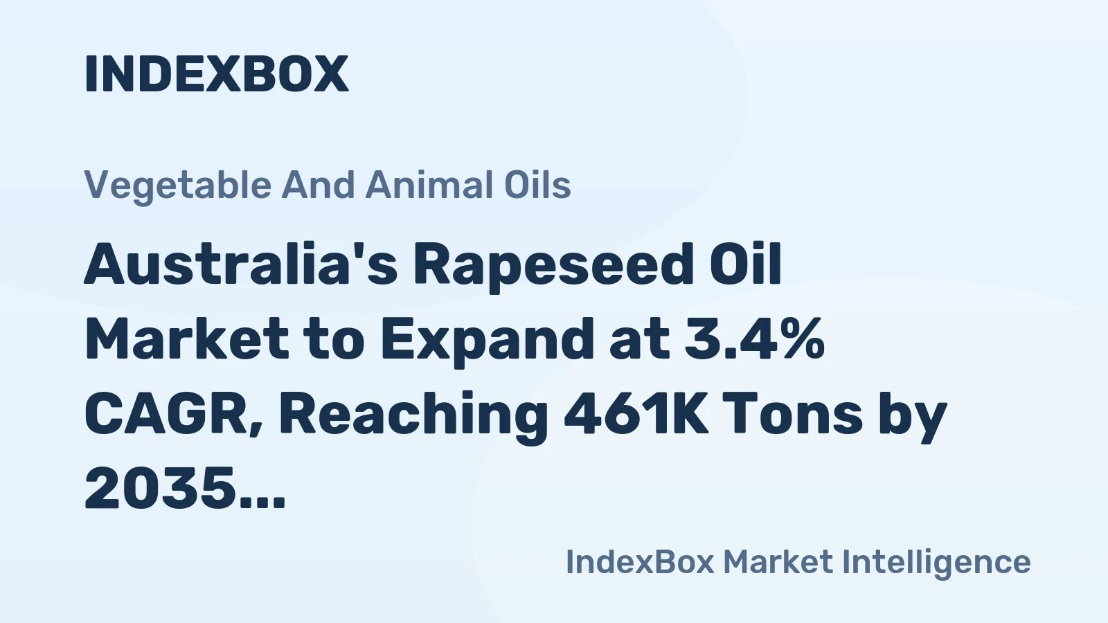 Australia's Rapeseed Oil Market to Expand at 3.4% CAGR, Reaching 461K Tons by 2035