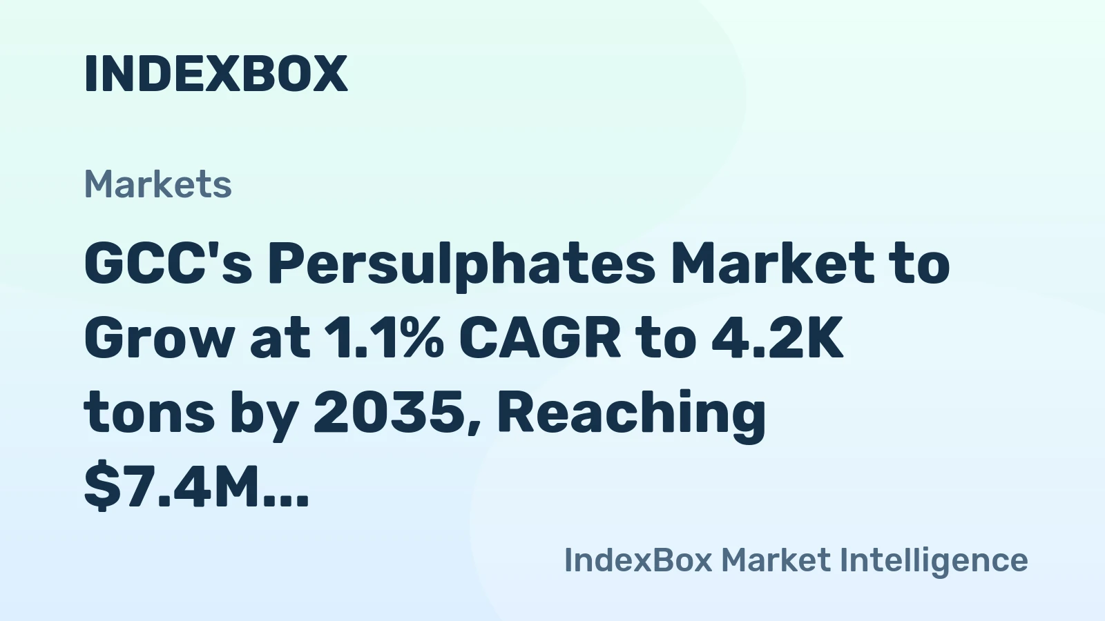 GCC's Persulphates Market to Grow at 1.1% CAGR to 4.2K tons by 2035, Reaching $7.4M in Value