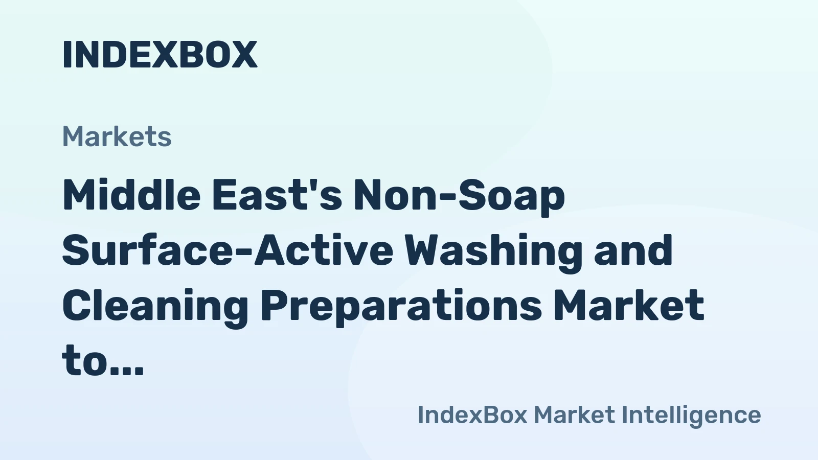 Middle East's Non-Soap Surface-Active Washing and Cleaning Preparations Market to Grow at CAGR of +0.5% Over Next Decade