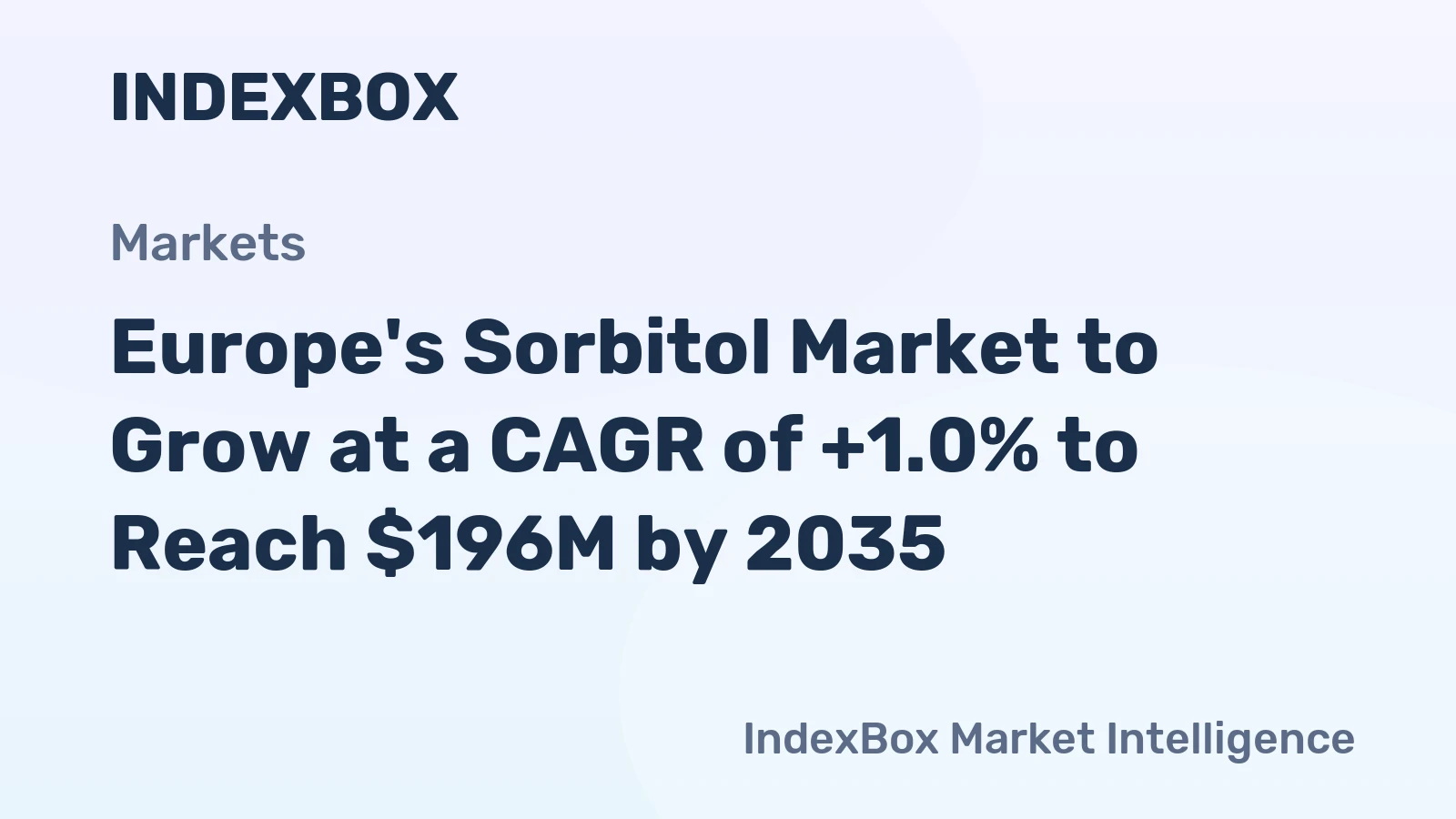 Europe's Sorbitol Market to Grow at a CAGR of +1.0% to Reach $196M by 2035