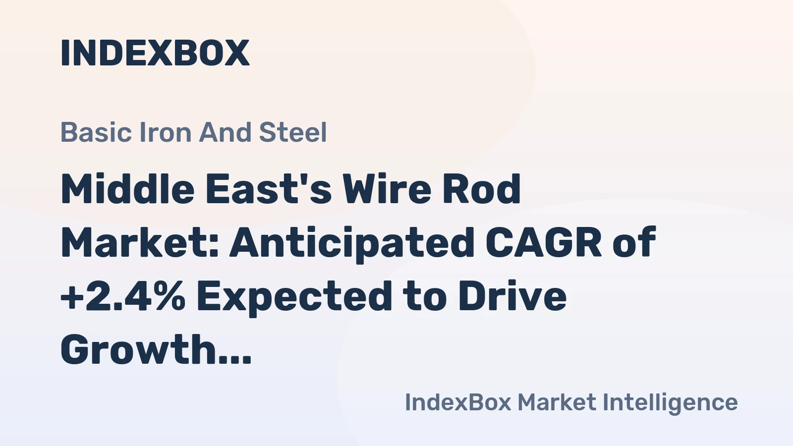 Middle East's Wire Rod Market: Anticipated CAGR of +2.4% Expected to Drive Growth
