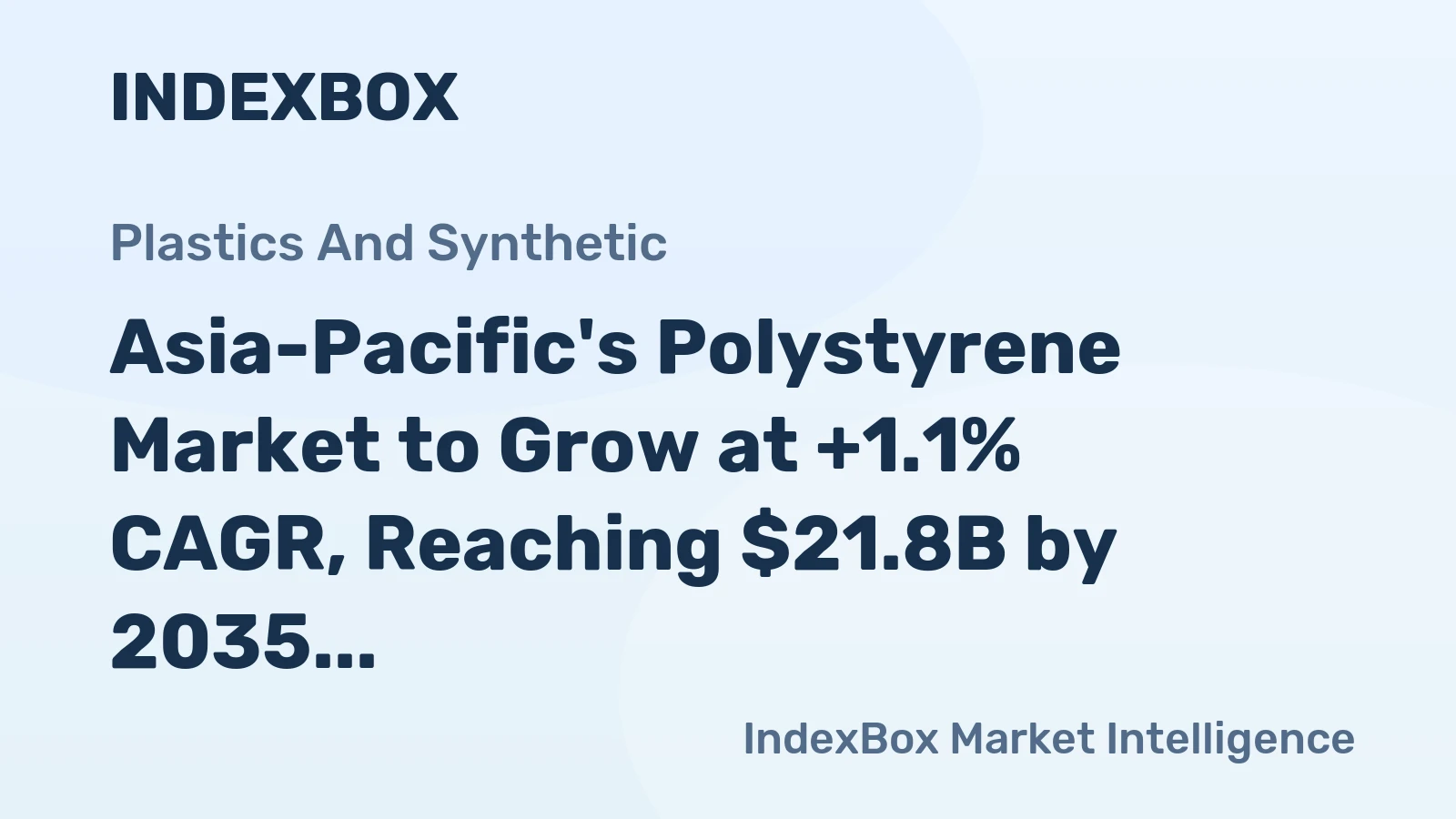 Asia-Pacific's Polystyrene Market to Grow at +1.1% CAGR, Reaching $21.8B by 2035