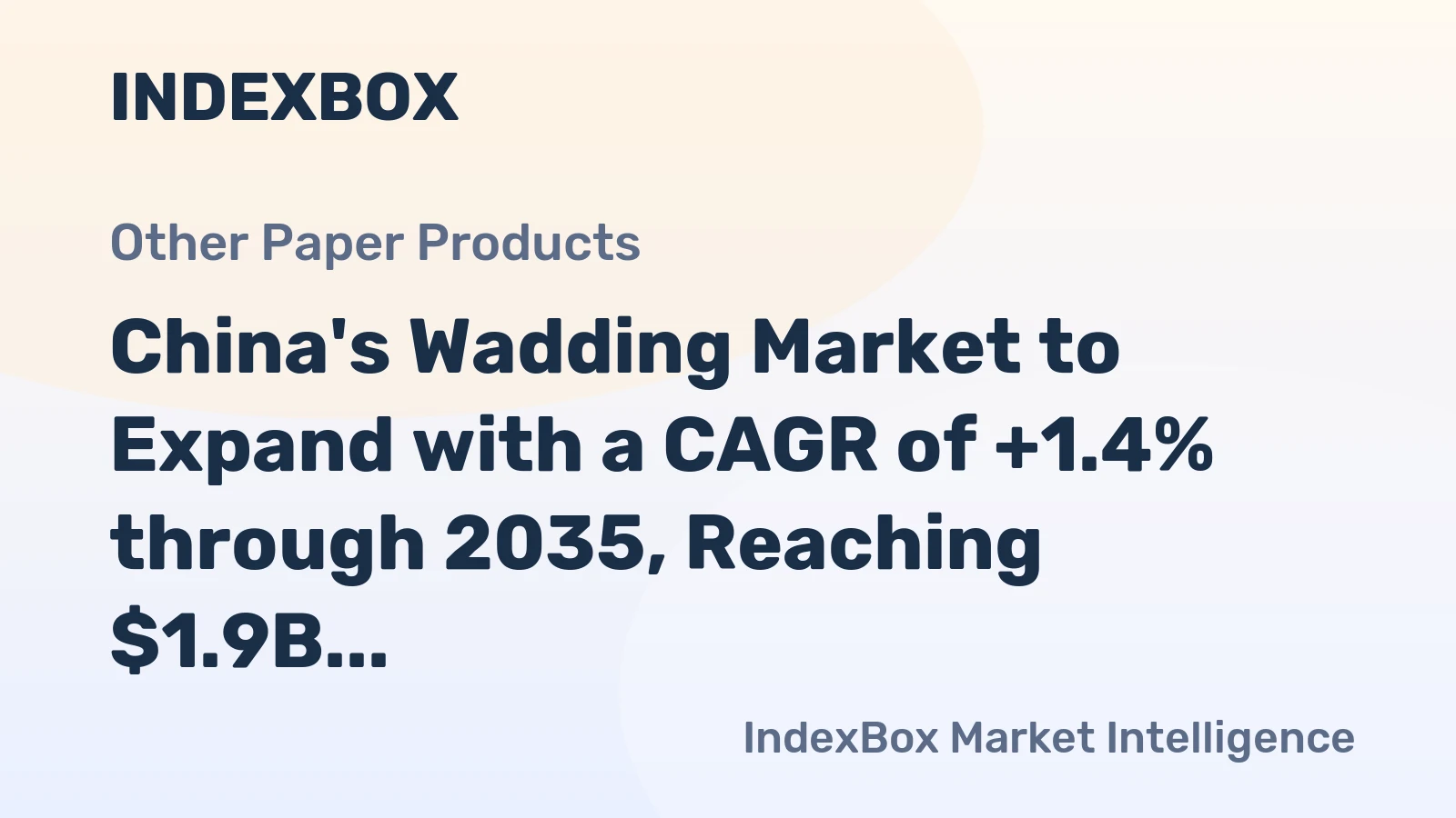 China's Wadding Market to Expand with a CAGR of +1.4% through 2035, Reaching $1.9B