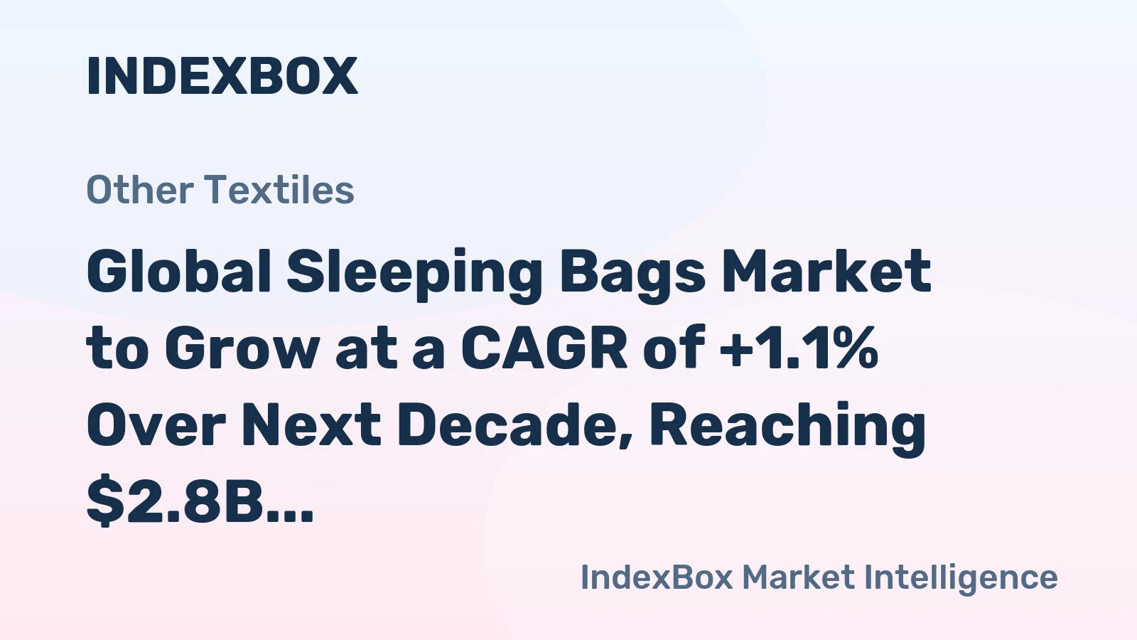 Global Sleeping Bags Market to Grow at a CAGR of +1.1% Over Next Decade, Reaching $2.8B by 2035