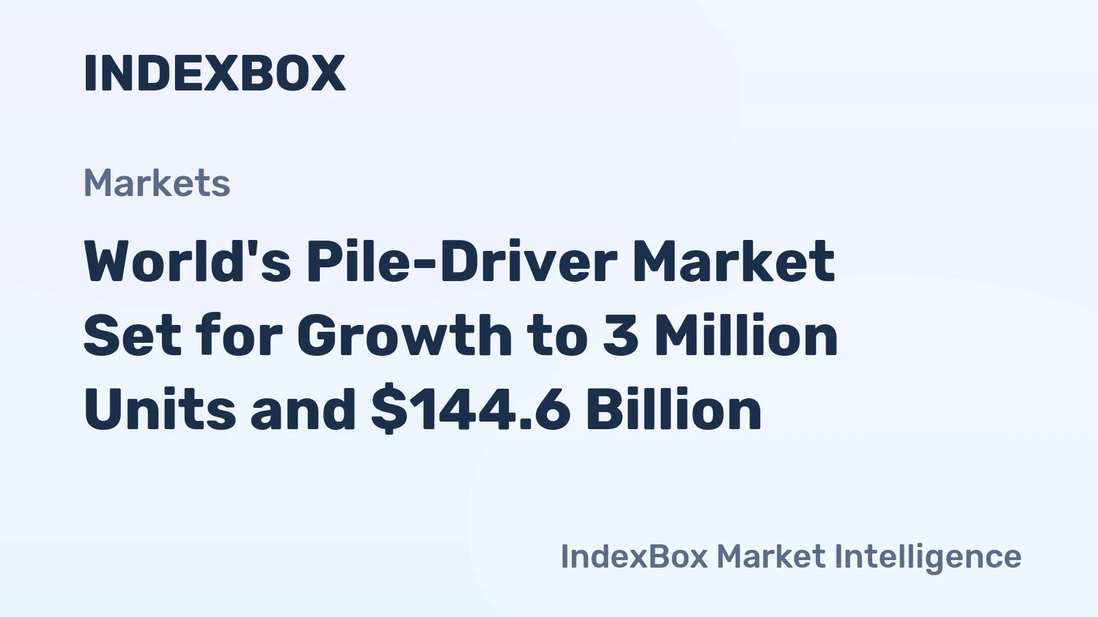 World's Pile-Driver Market Set for Growth to 3 Million Units and $144.6 Billion