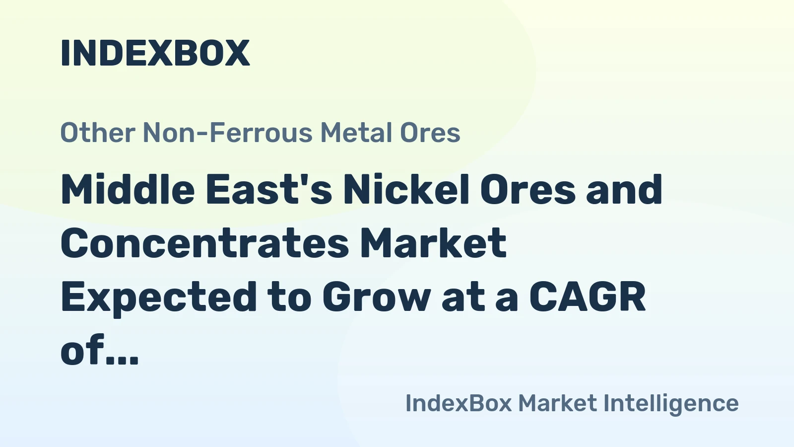 Middle East's Nickel Ores and Concentrates Market Expected to Grow at a CAGR of +1.0% from 2024 to 2035