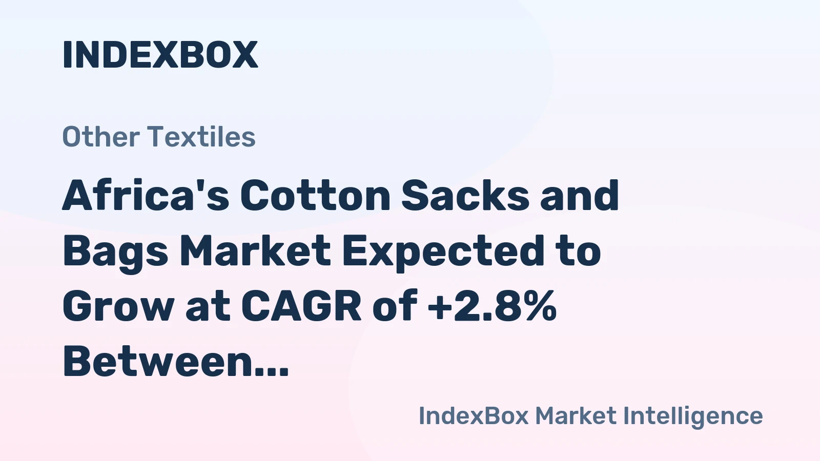 Africa's Cotton Sacks and Bags Market Expected to Grow at CAGR of +2.8% Between 2024-2035