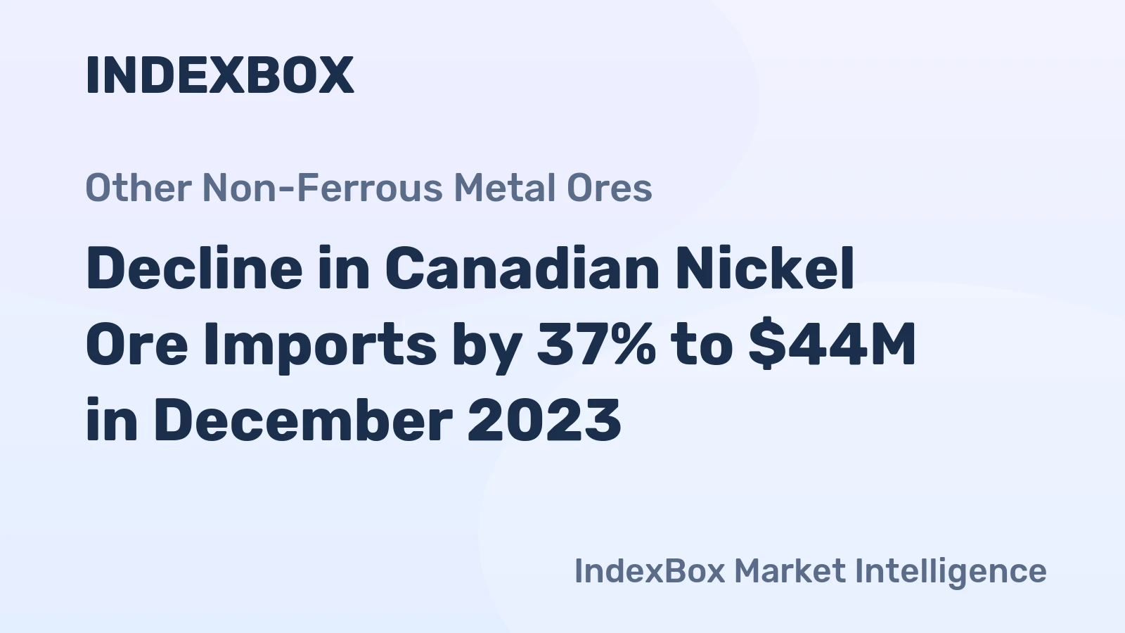 Decline in Canadian Nickel Ore Imports by 37% to $44M in December 2023