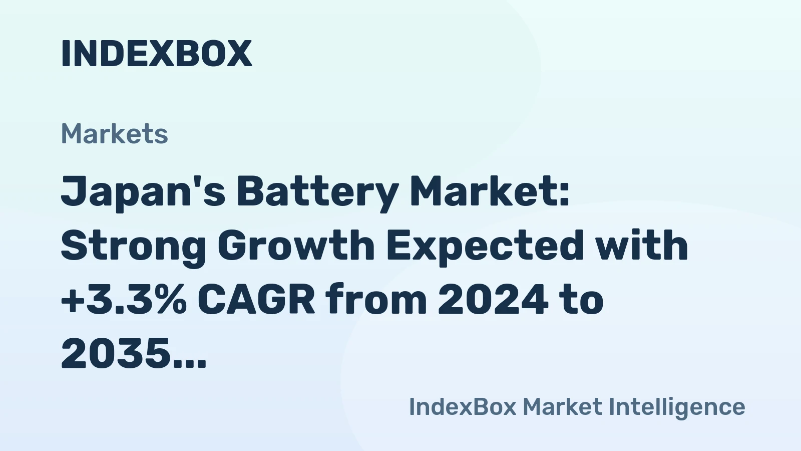 Japan's Battery Market: Strong Growth Expected with +3.3% CAGR from 2024 to 2035