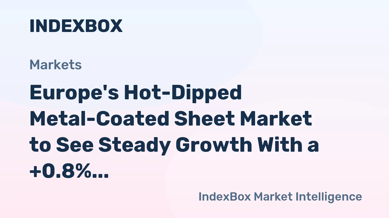 Europe's Hot-Dipped Metal-Coated Sheet Market to See Steady Growth With a +0.8% Volume CAGR