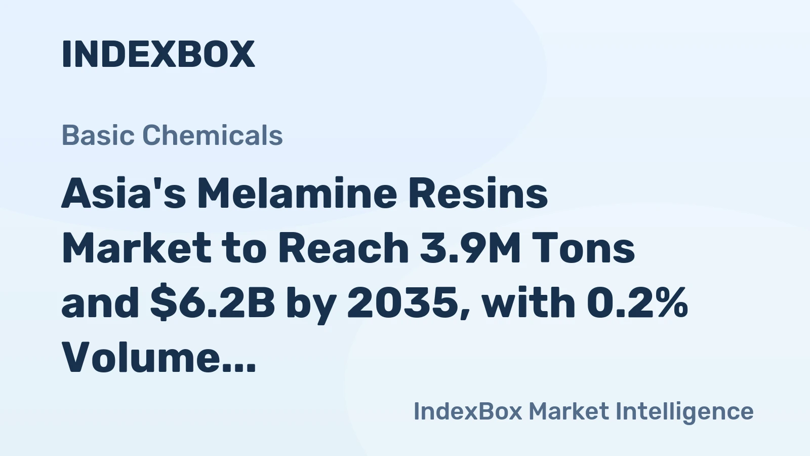 Asia's Melamine Resins Market to Reach 3.9M Tons and $6.2B by 2035, with 0.2% Volume Growth and 0.7% Value Growth Forecasted