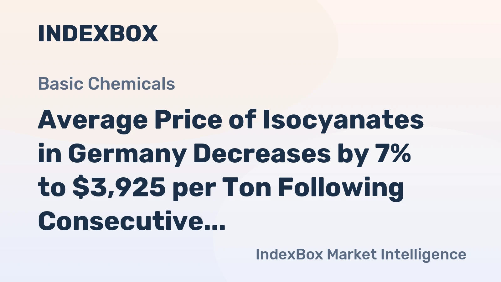 Average Price of Isocyanates in Germany Decreases by 7% to $3,925 per Ton Following Consecutive Months of Contraction