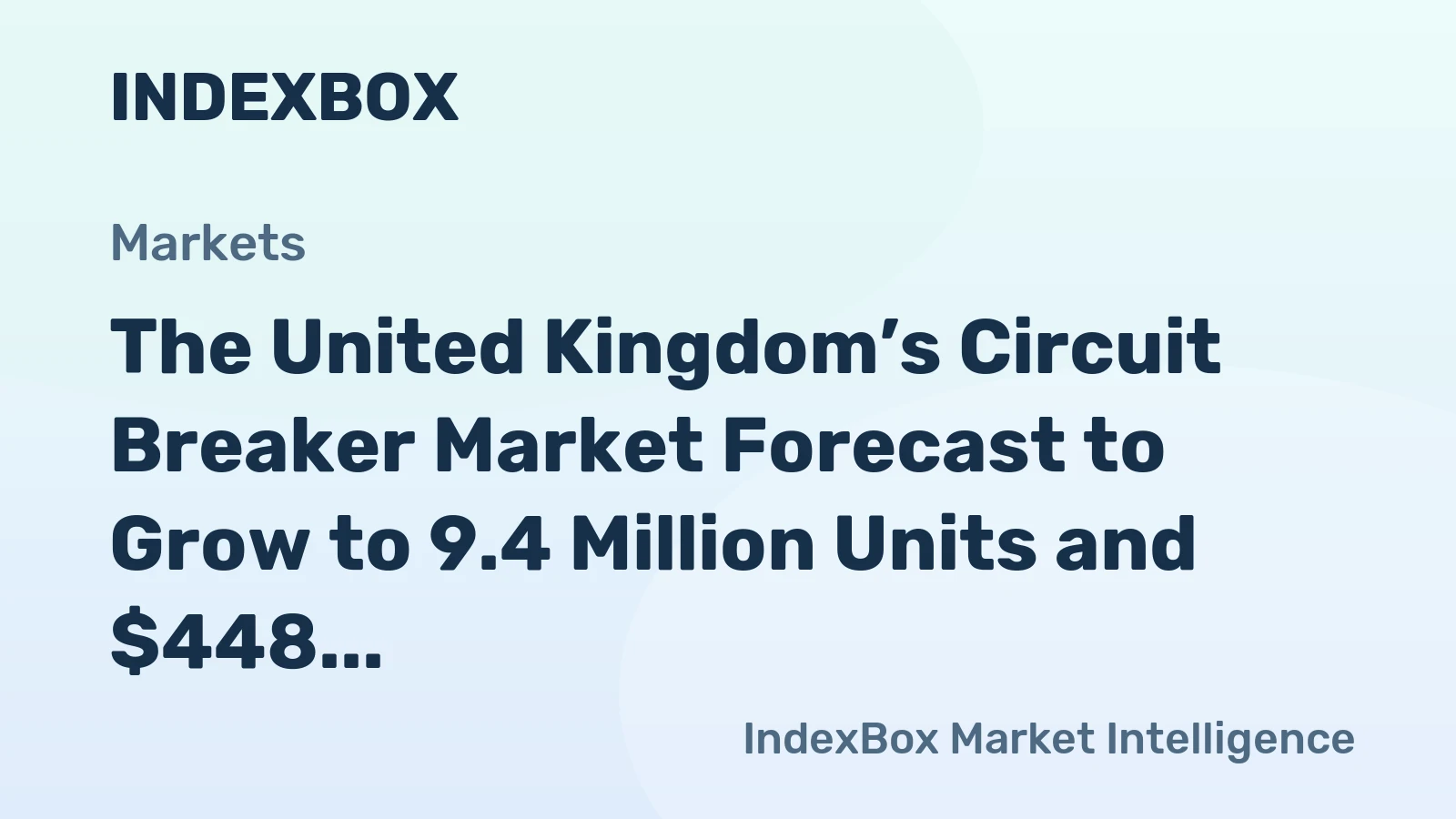 The United Kingdom’s Circuit Breaker Market Forecast to Grow to 9.4 Million Units and $448 Million in Value by 2035