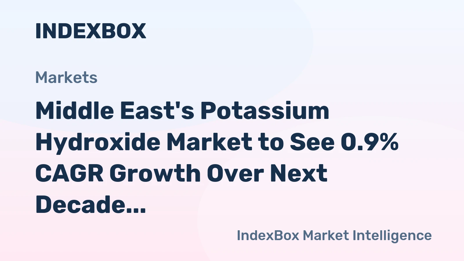 Middle East's Potassium Hydroxide Market to See 0.9% CAGR Growth Over Next Decade