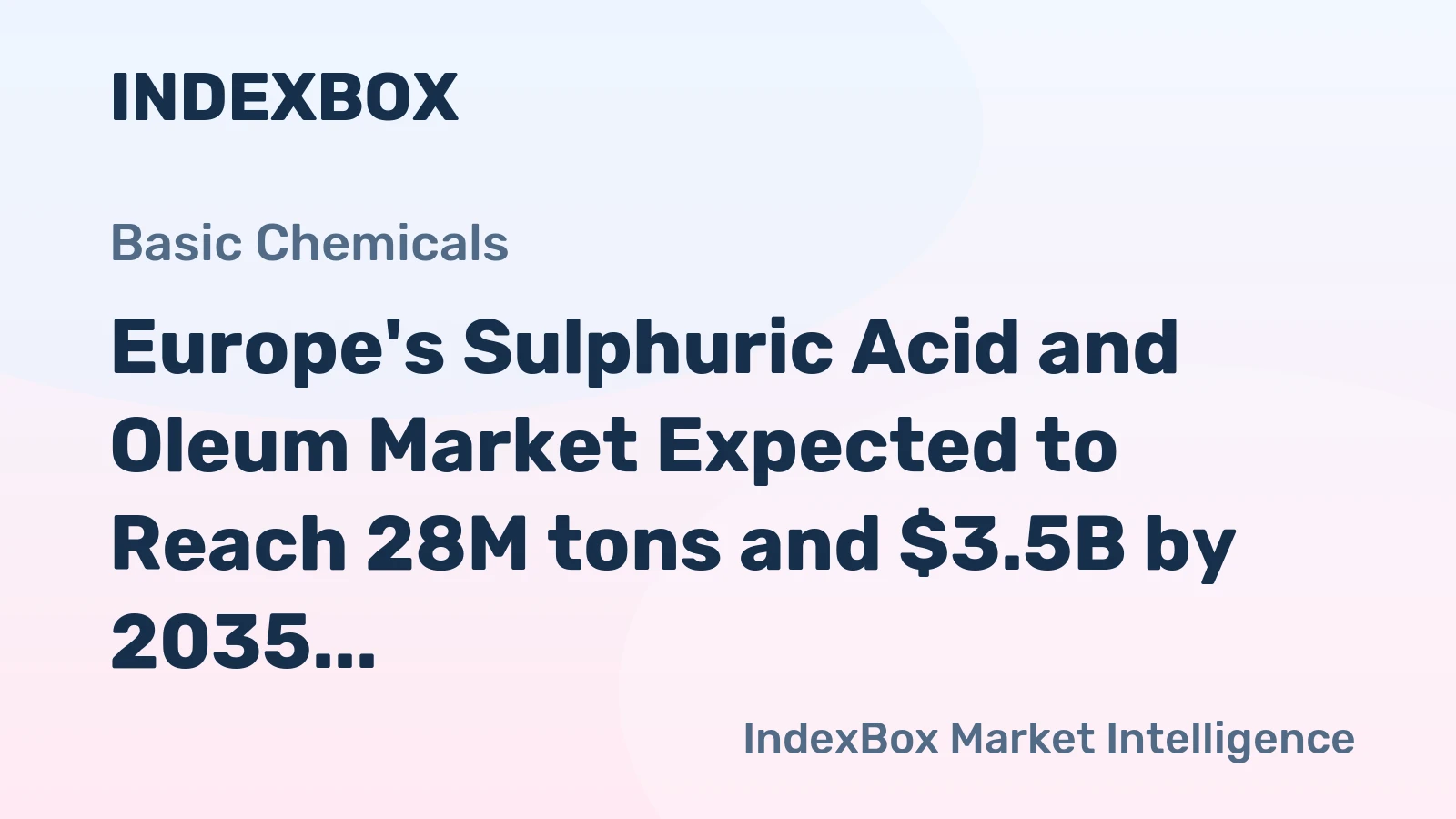 Europe's Sulphuric Acid and Oleum Market Expected to Reach 28M tons and $3.5B by 2035
