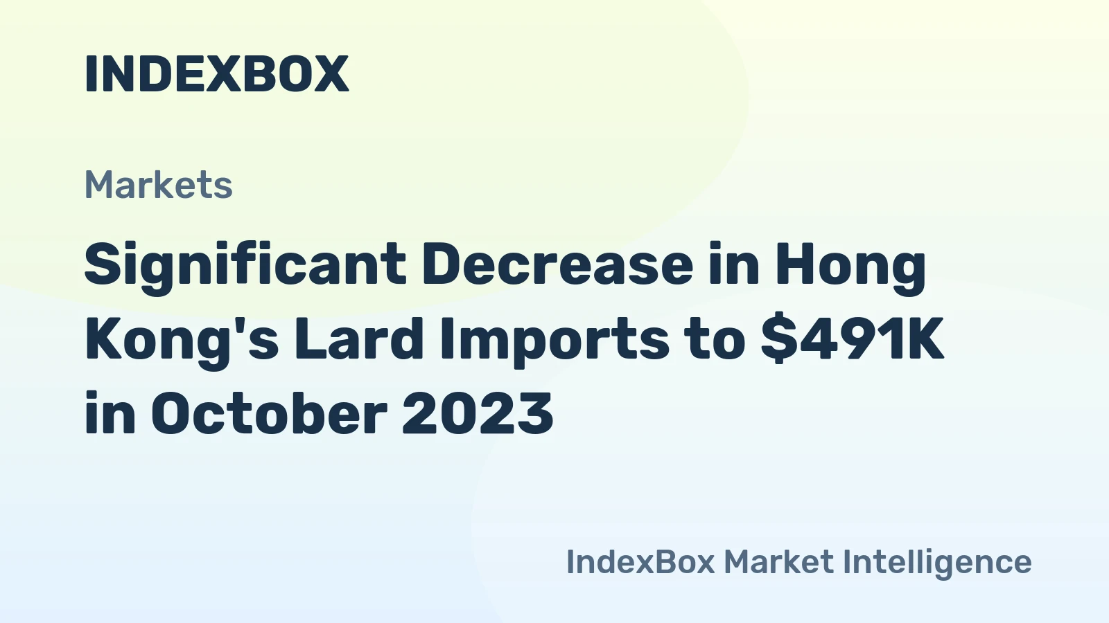 Significant Decrease in Hong Kong's Lard Imports to $491K in October 2023