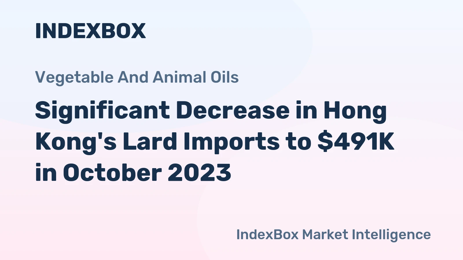 Significant Decrease in Hong Kong's Lard Imports to $491K in October 2023