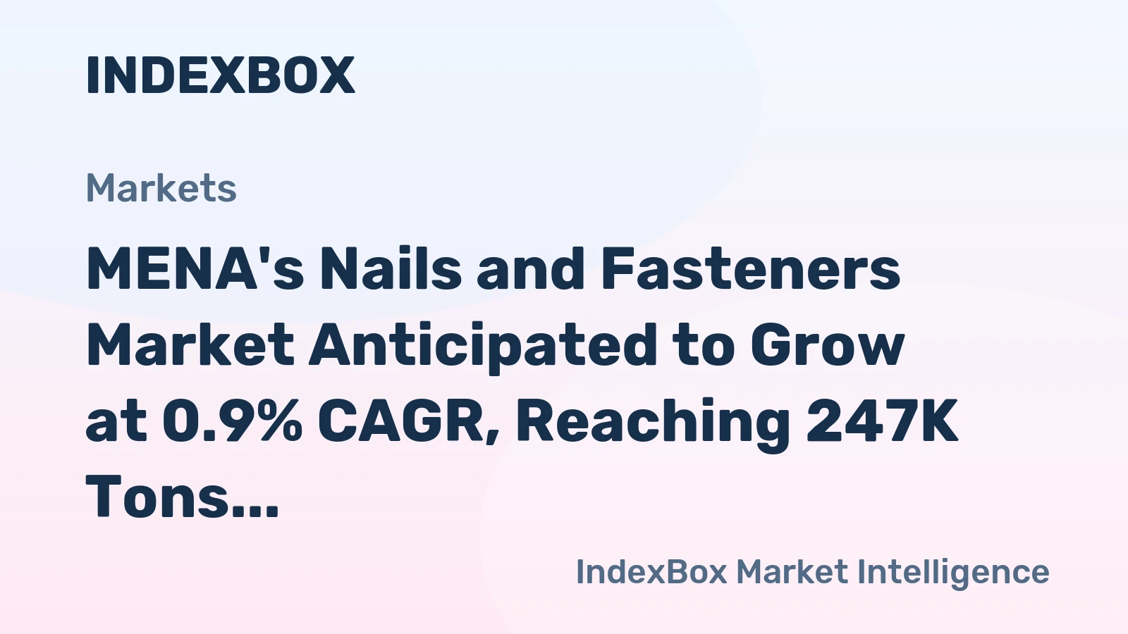 MENA's Nails and Fasteners Market Anticipated to Grow at 0.9% CAGR, Reaching 247K Tons by 2035