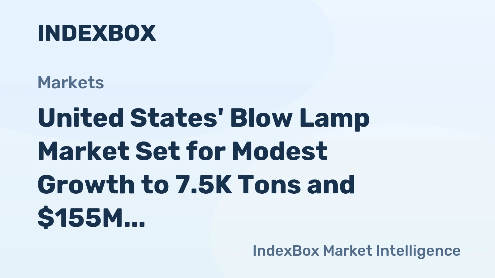 United States' Blow Lamp Market Set for Modest Growth to 7.5K Tons and $155M Value