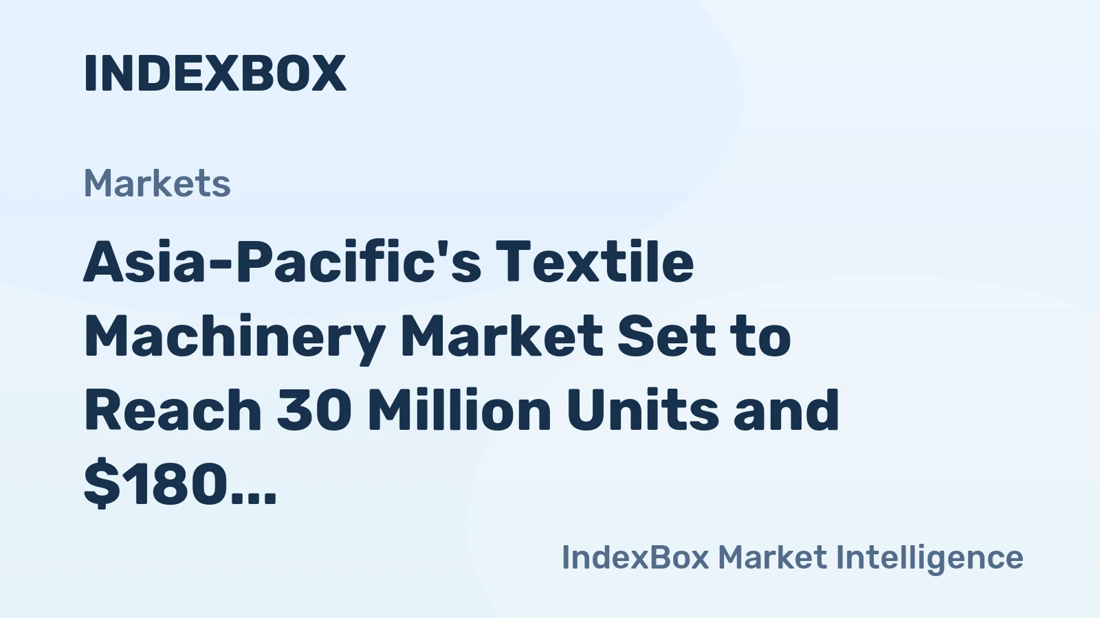 Asia-Pacific's Textile Machinery Market Set to Reach 30 Million Units and $180 Billion by 2035