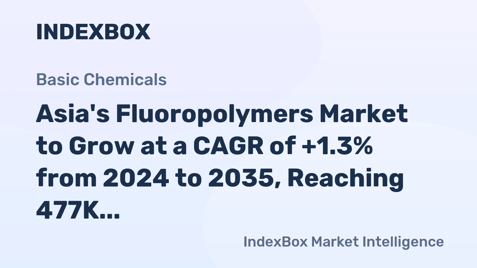 Asia's Fluoropolymers Market to Grow at a CAGR of +1.3% from 2024 to 2035, Reaching 477K Tons