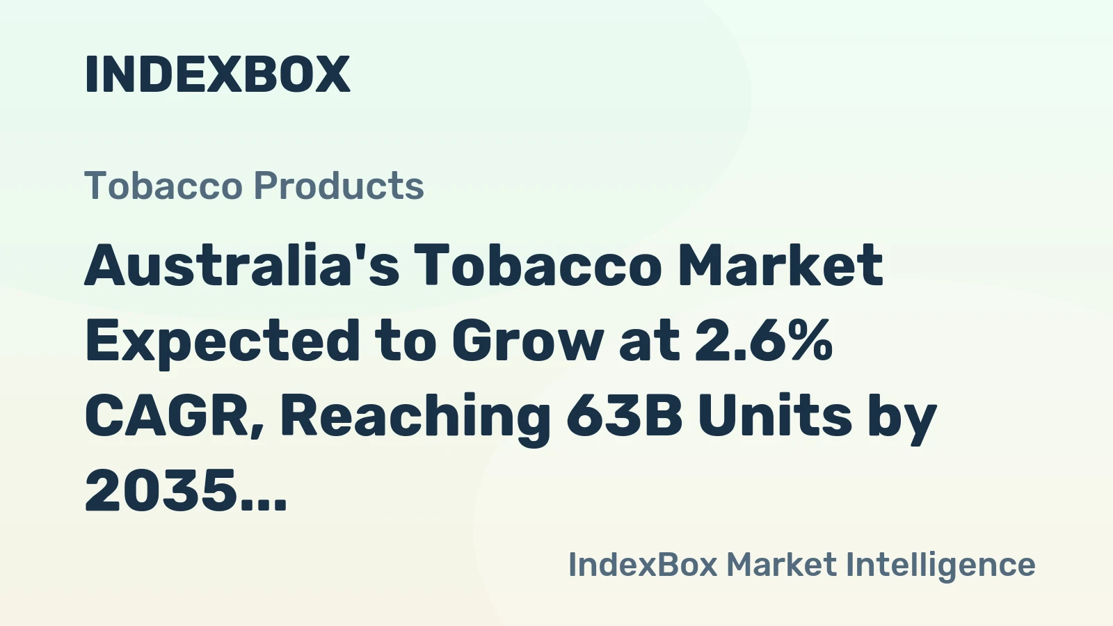 Australia's Tobacco Market Expected to Grow at 2.6% CAGR, Reaching 63B Units by 2035