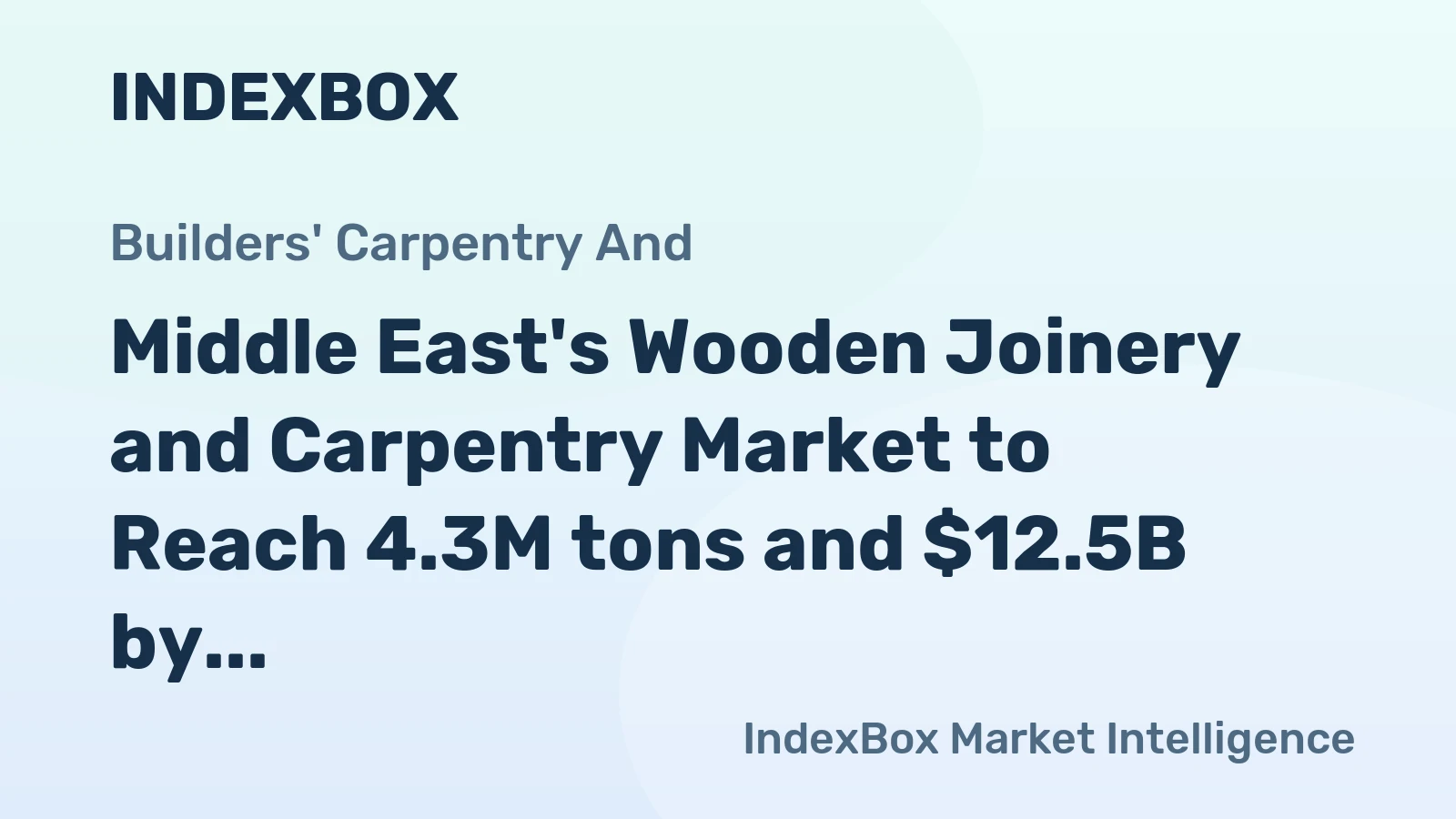 Middle East's Wooden Joinery and Carpentry Market to Reach 4.3M tons and $12.5B by 2035