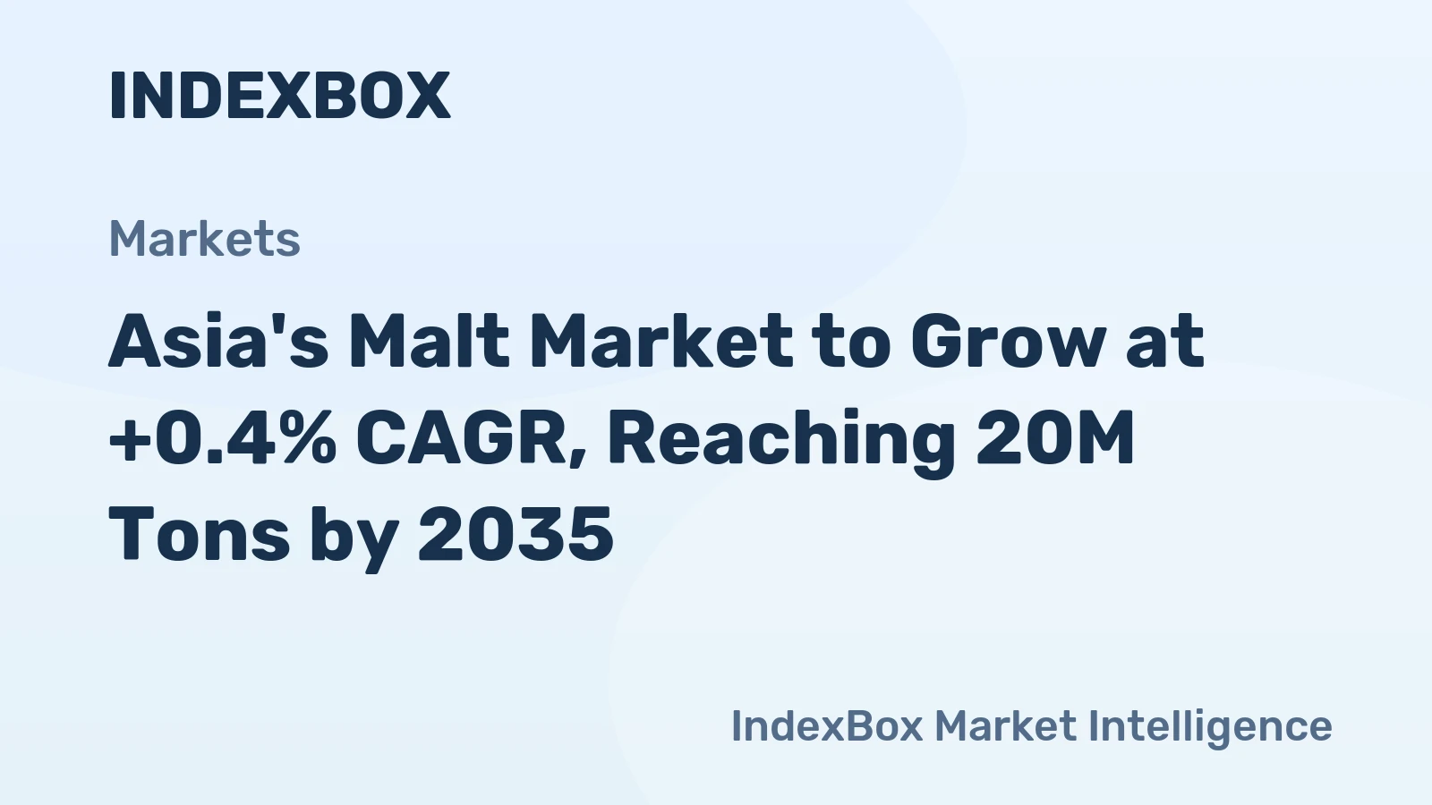 Asia's Malt Market to Grow at +0.4% CAGR, Reaching 20M Tons by 2035