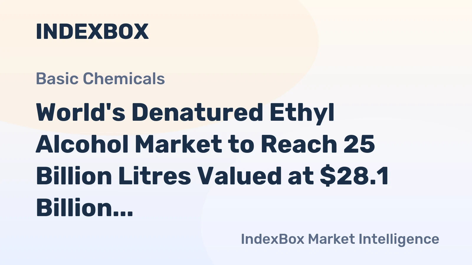 World's Denatured Ethyl Alcohol Market to Reach 25 Billion Litres Valued at $28.1 Billion