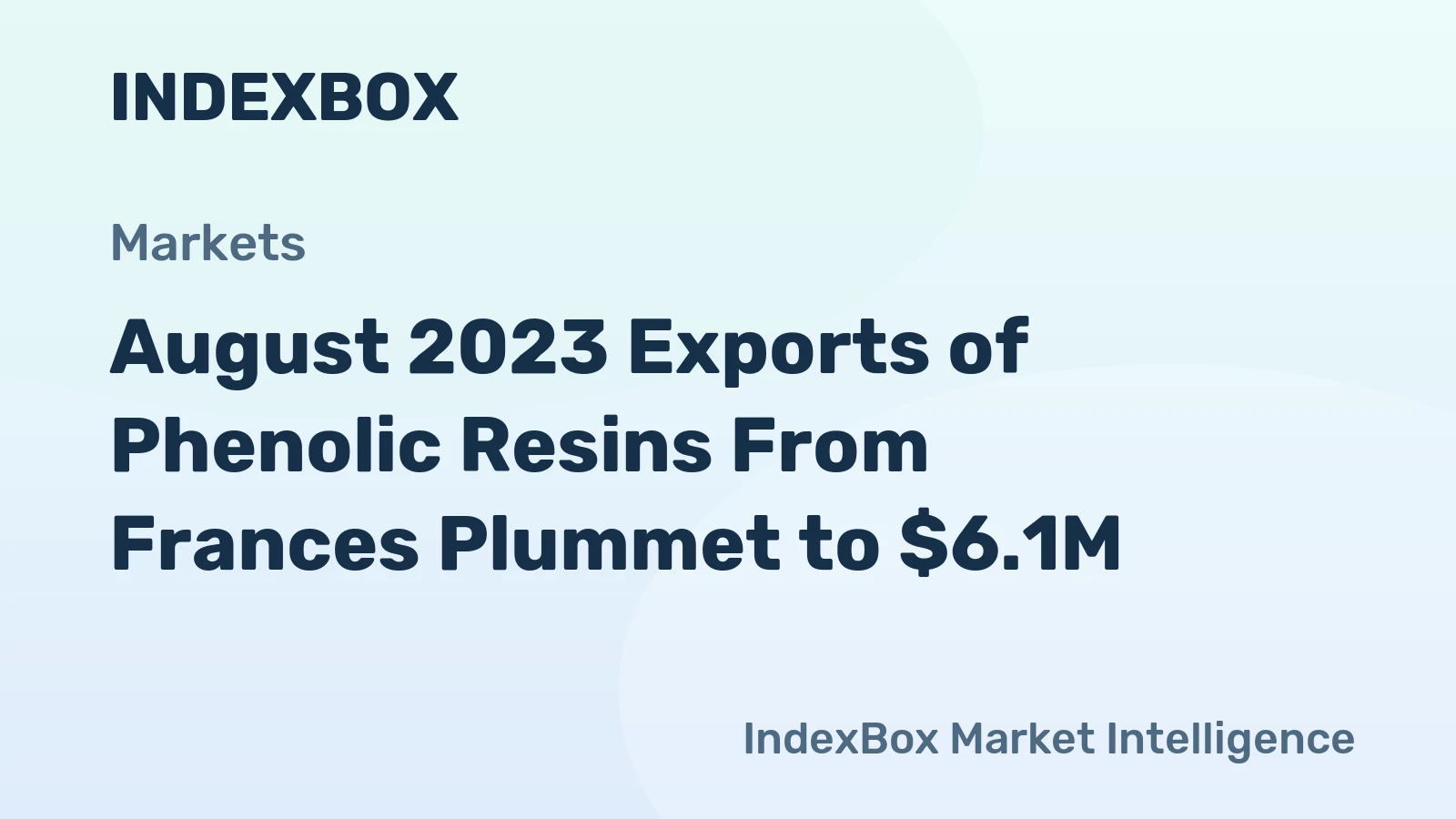August 2023 Exports of Phenolic Resins From Frances Plummet to $6.1M