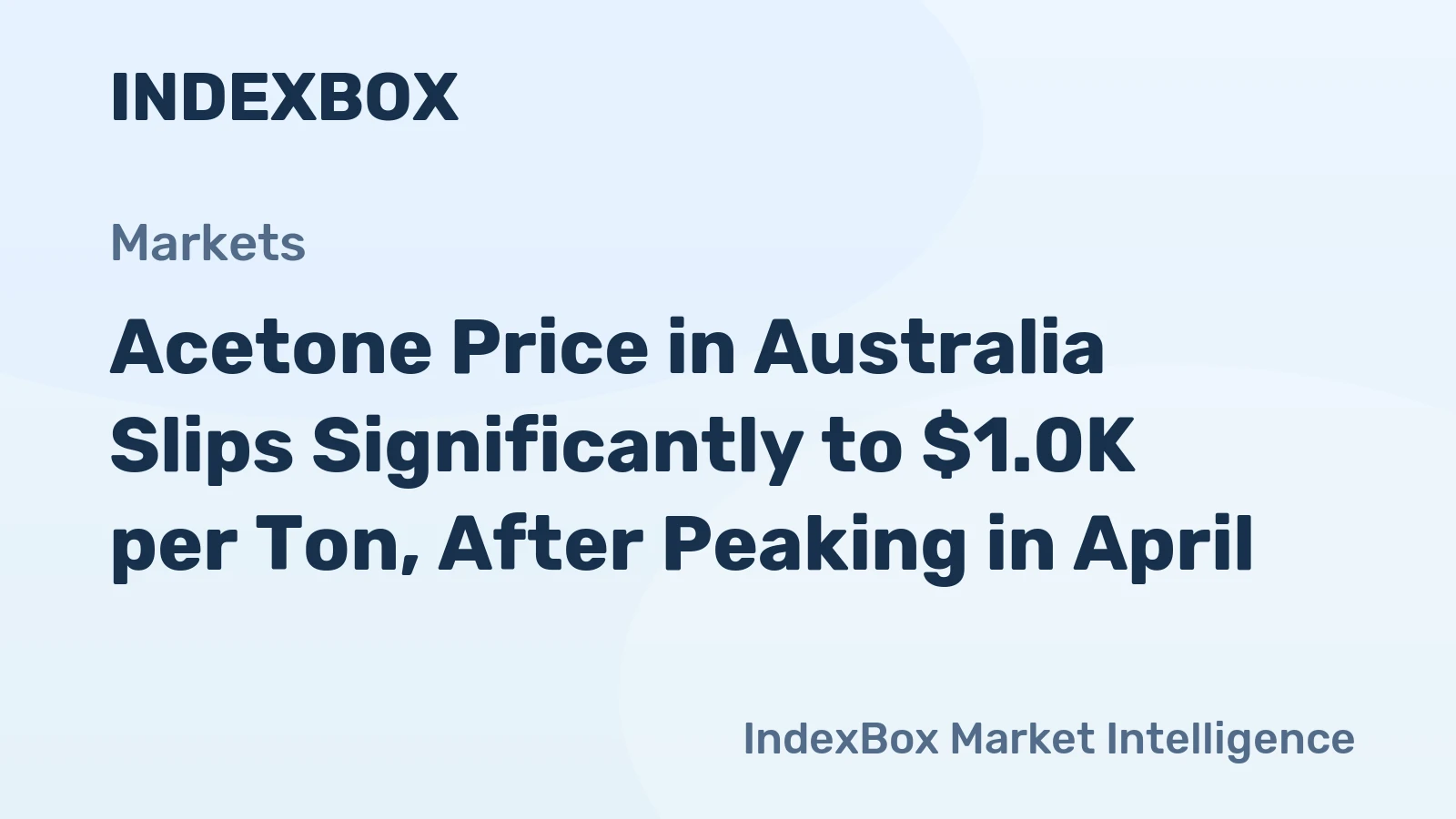 Acetone Price in Australia Slips Significantly to $1.0K per Ton, After Peaking in April