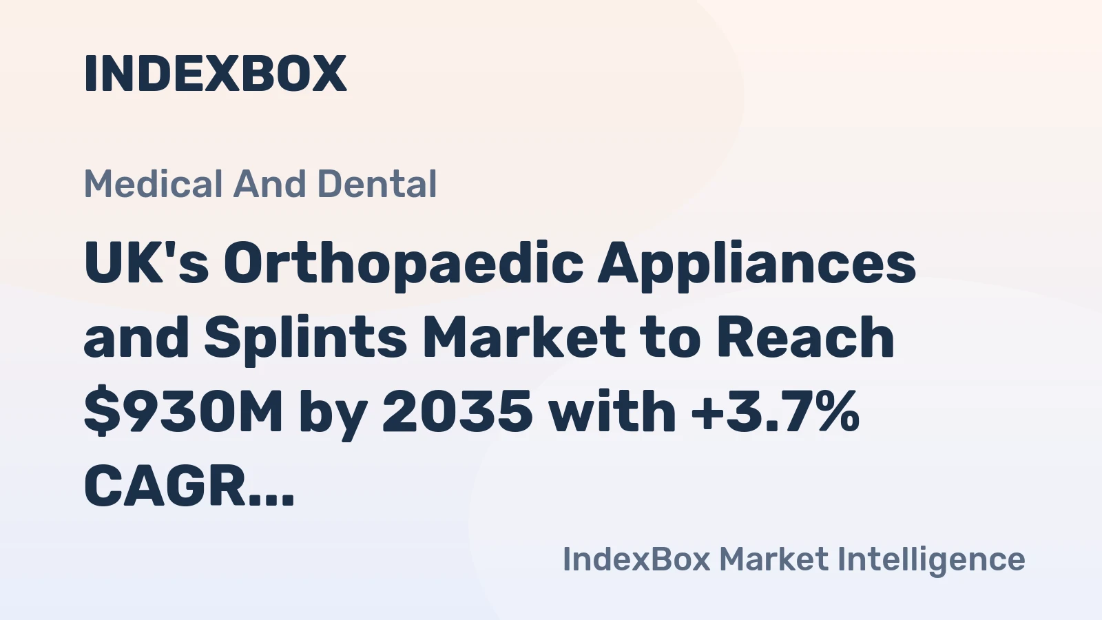 UK's Orthopaedic Appliances and Splints Market to Reach $930M by 2035 with +3.7% CAGR