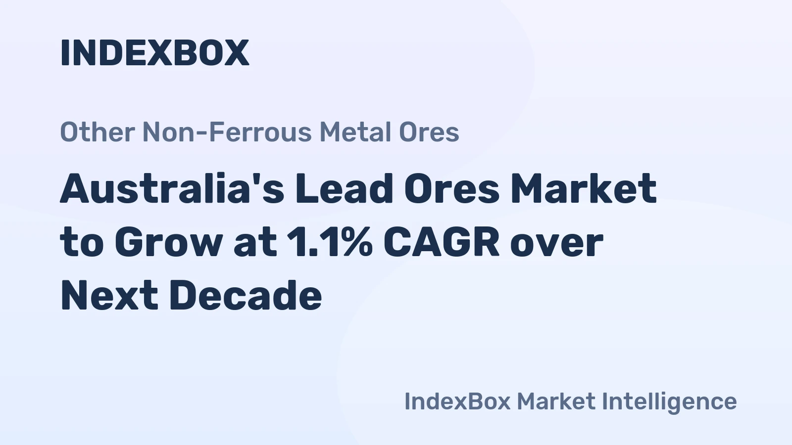 Australia's Lead Ores Market to Grow at 1.1% CAGR over Next Decade