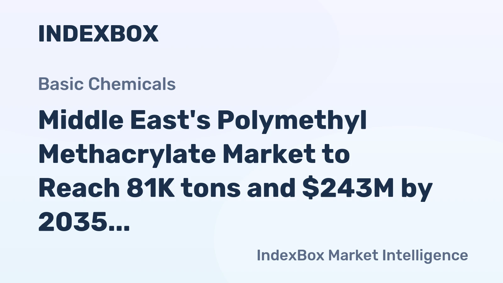 Middle East's Polymethyl Methacrylate Market to Reach 81K tons and $243M by 2035