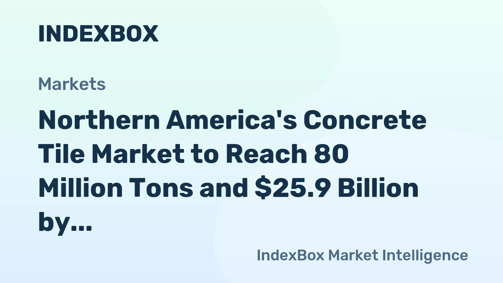 Northern America's Concrete Tile Market to Reach 80 Million Tons and $25.9 Billion by 2035